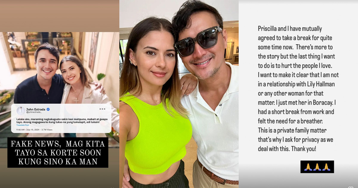 John Estrada reveals he and Priscilla Meirelles are on a break, denies dating Lily Hallman ...